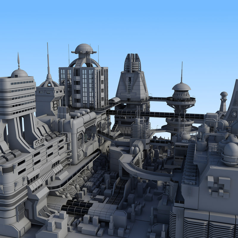 3d block futuristic city