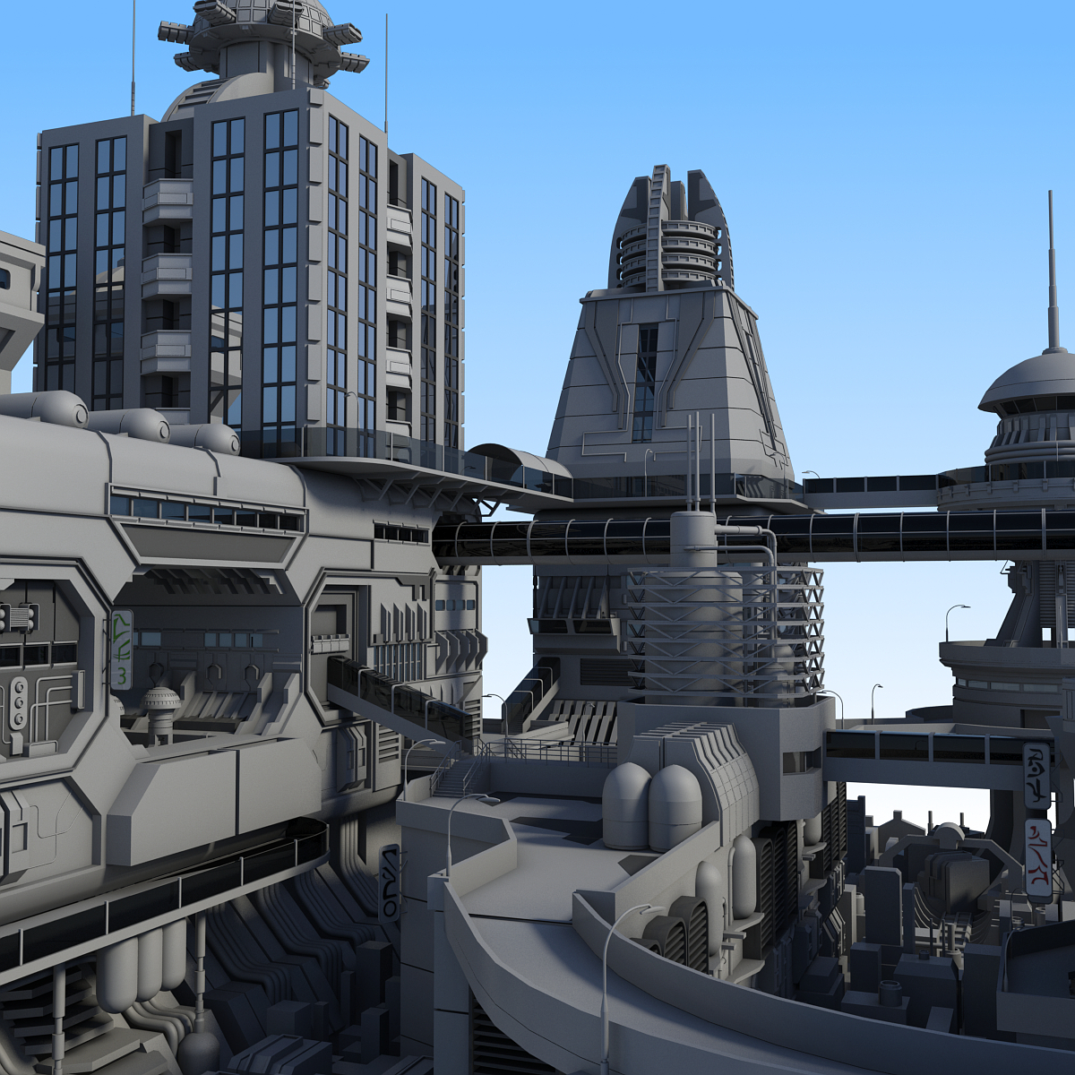 3d block futuristic city