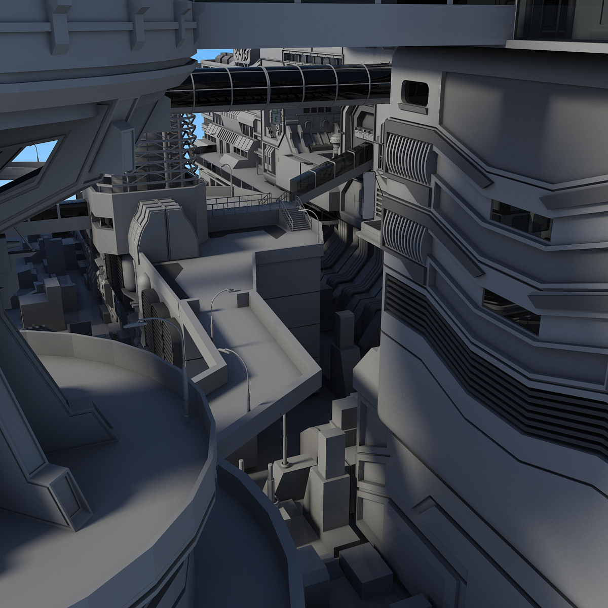 3d block futuristic city