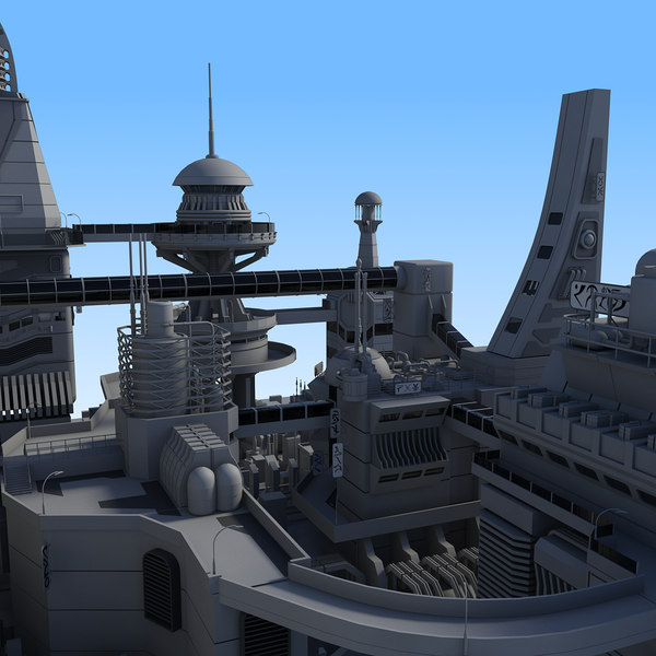 3d block futuristic city