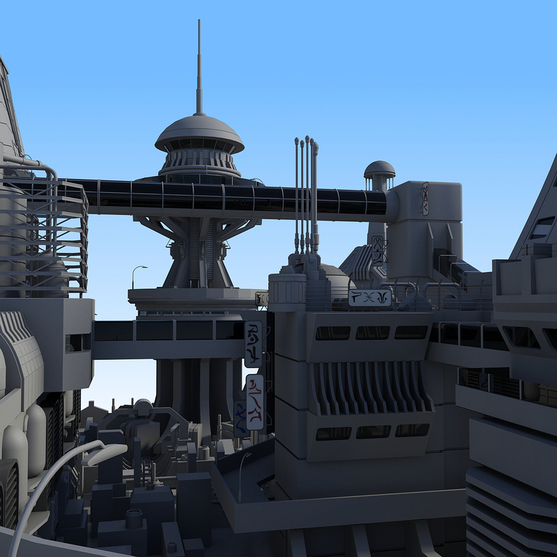 3d block futuristic city