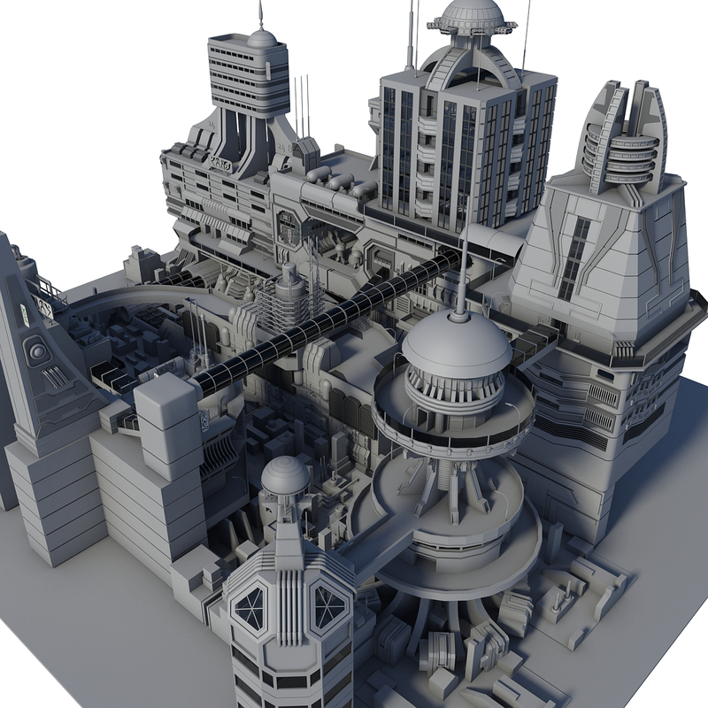 3d block futuristic city