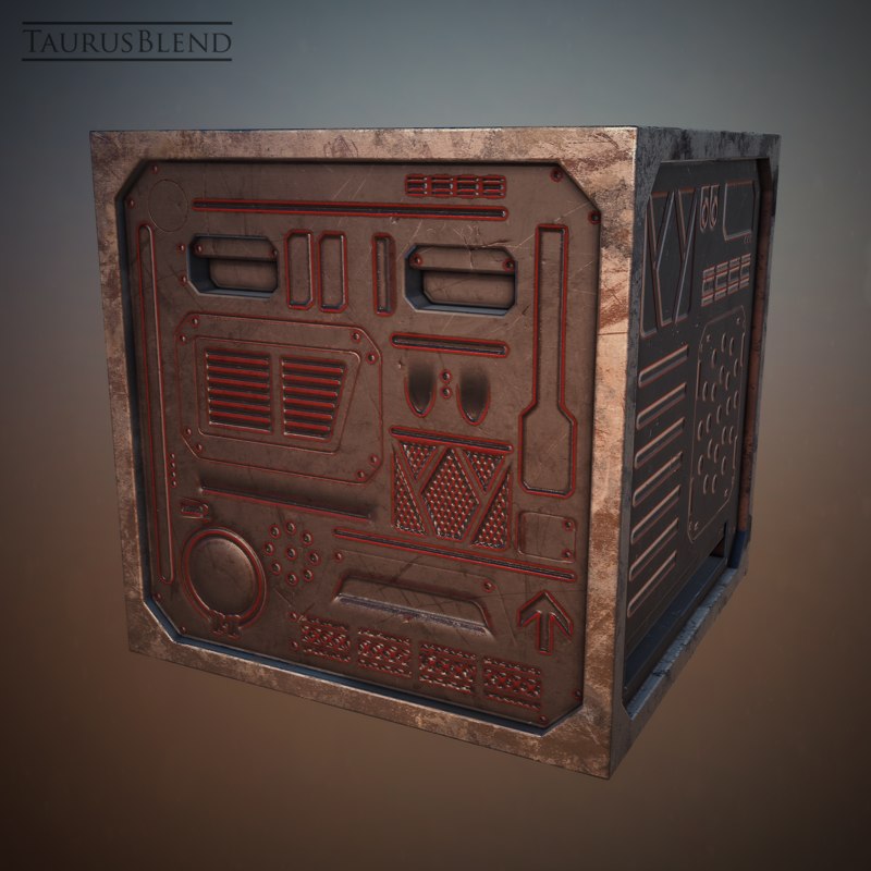 3d futuristic steel crate