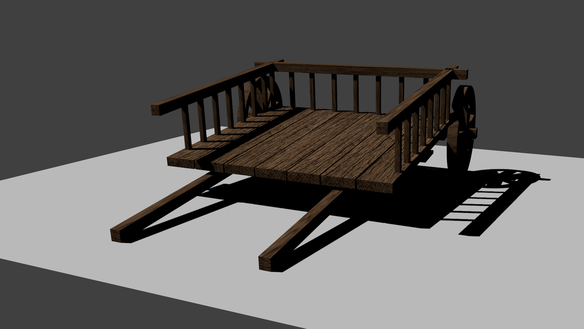 3d model medieval wood hay cart