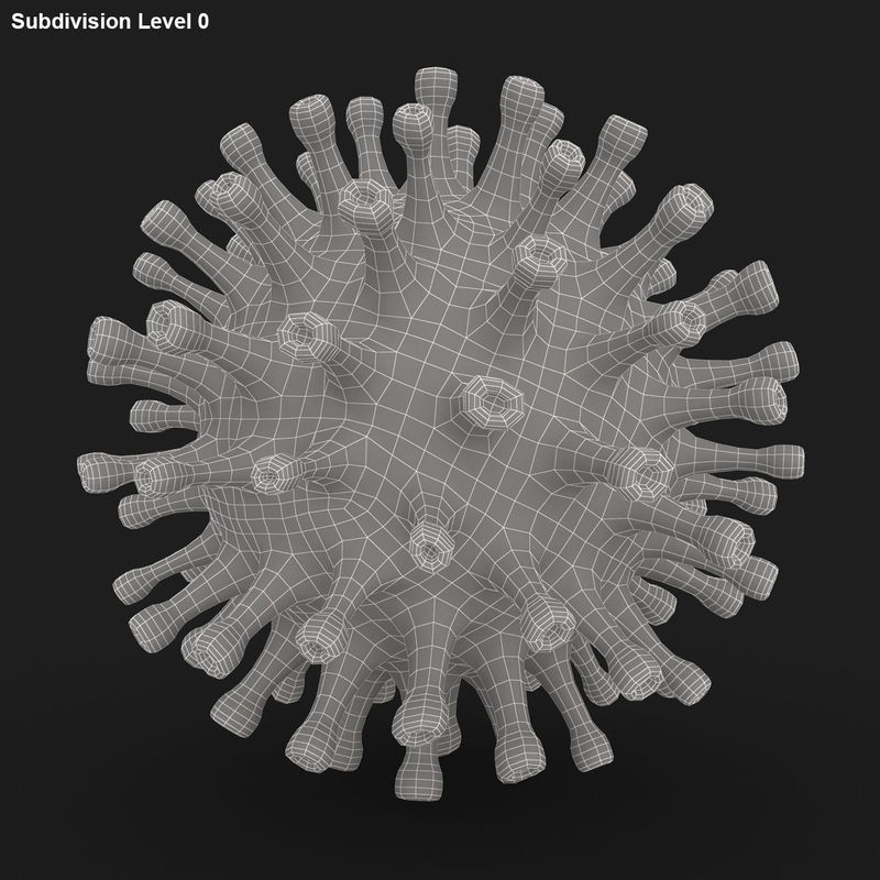 3d model virus set color 3