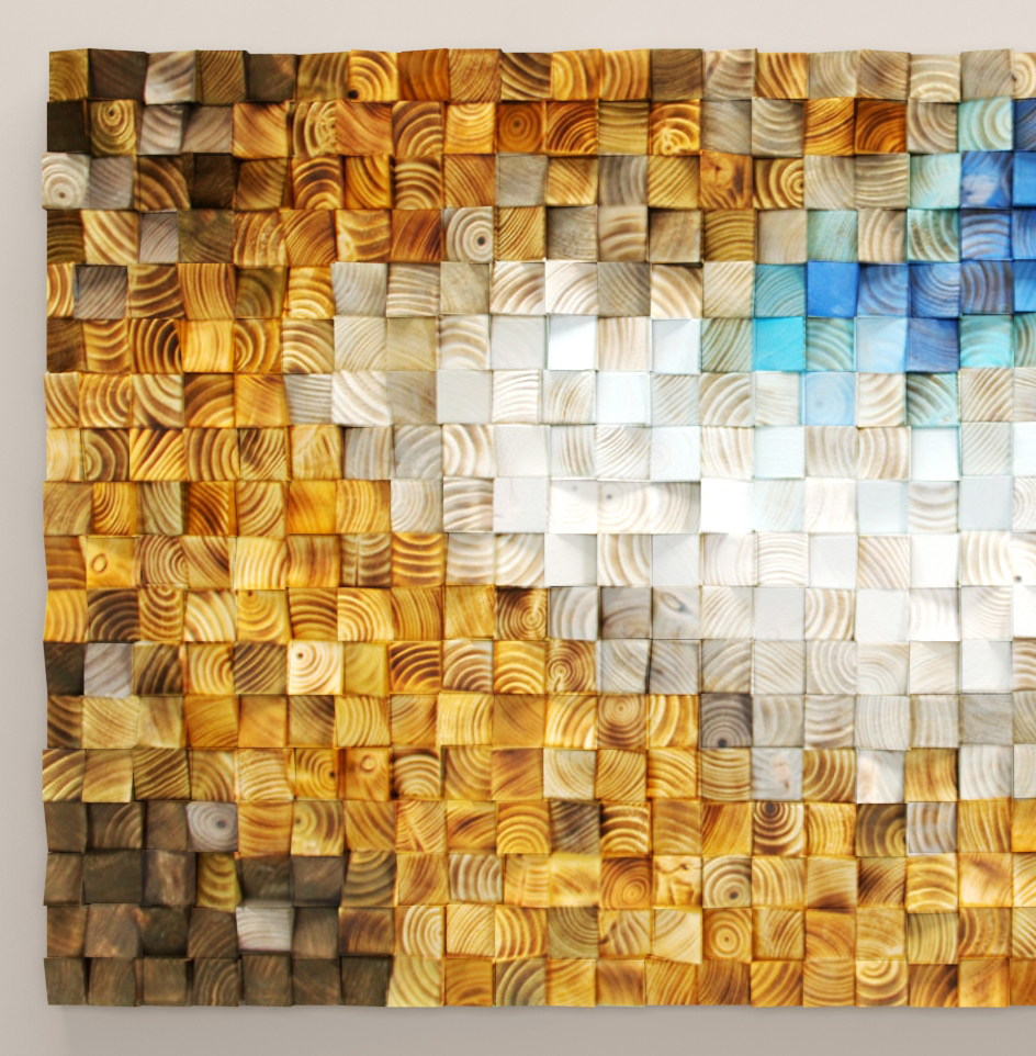 3d model wood wall mosaic