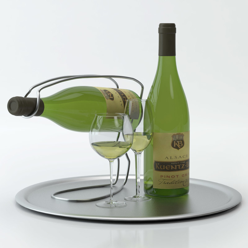 modelo 3d Set de alcohol n. ° 12: botella de vino de vino Alsace Kuentz ...