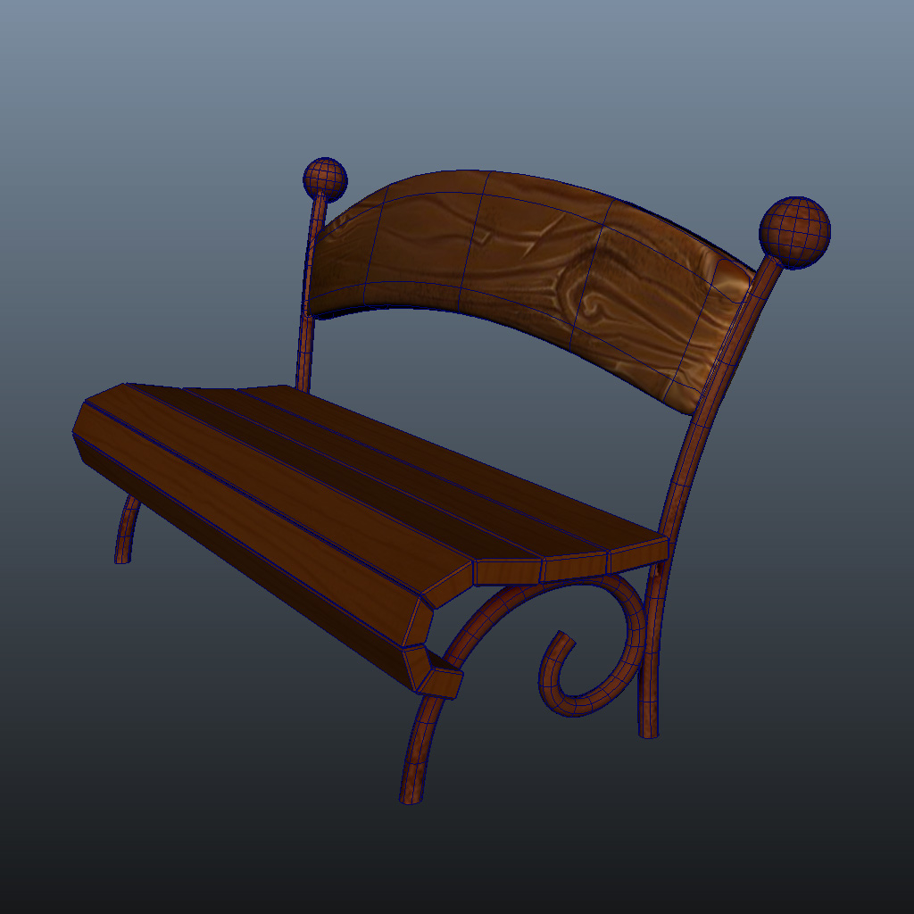 cartoon bench 3d model