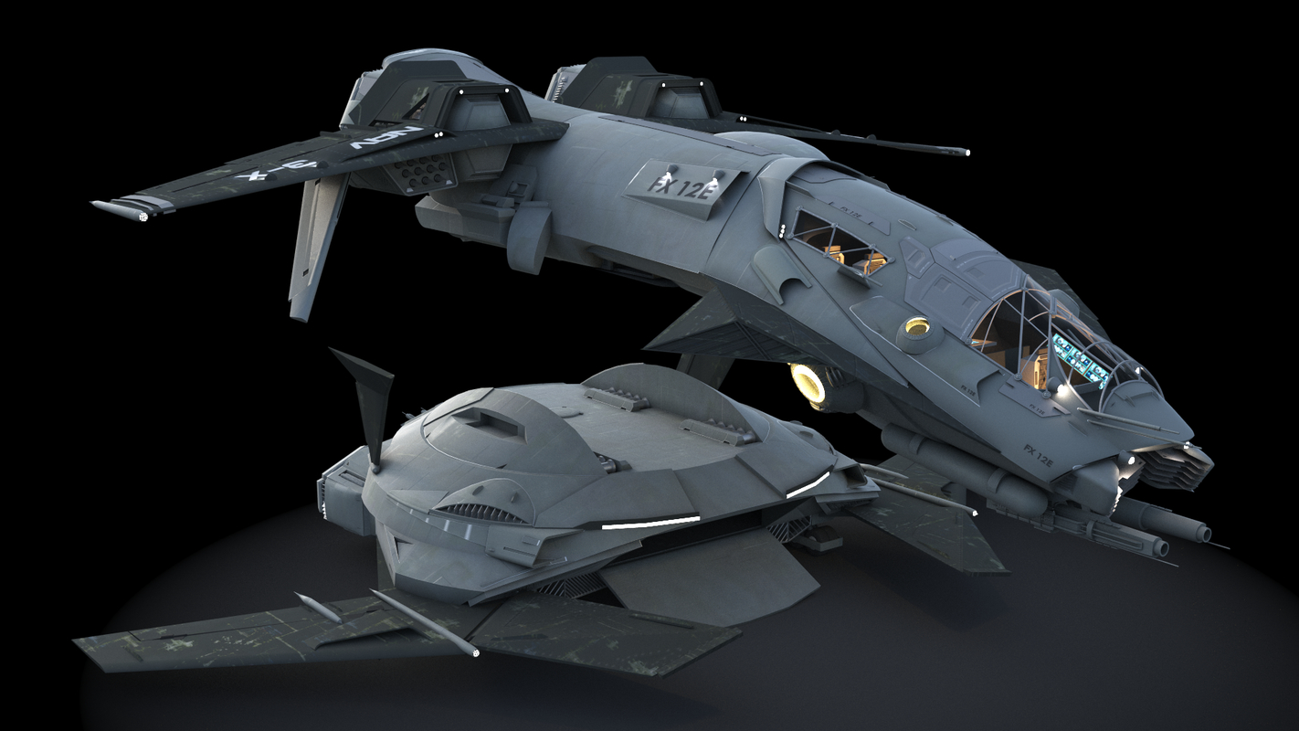 spaceship dropship drop 3d max