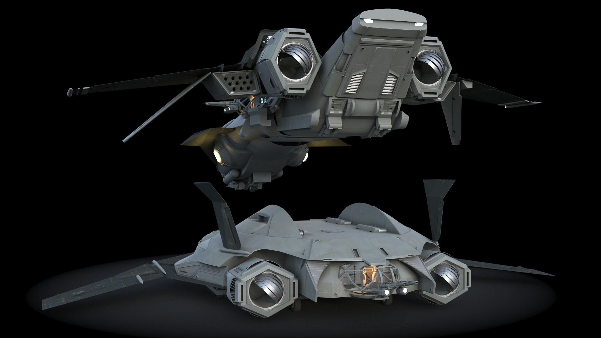 spaceship dropship drop 3d max