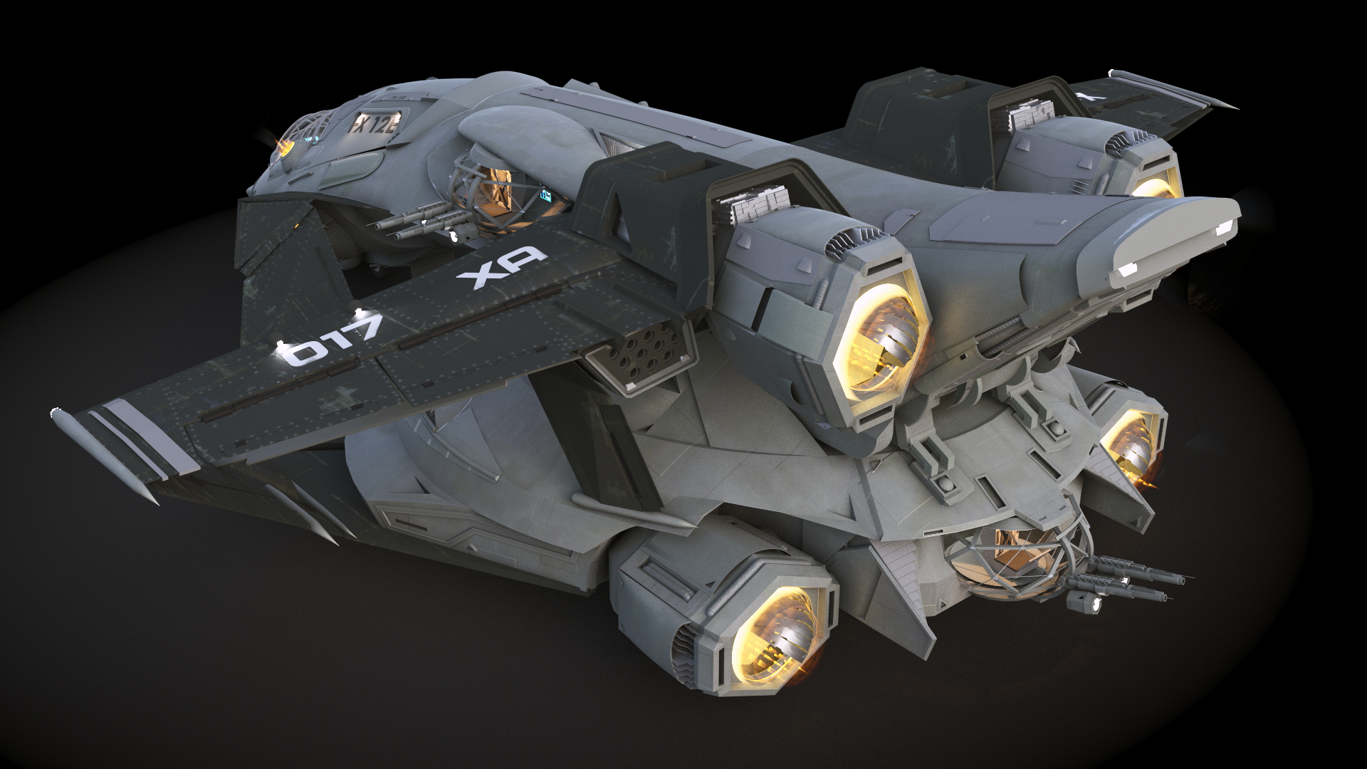 spaceship dropship drop 3d max