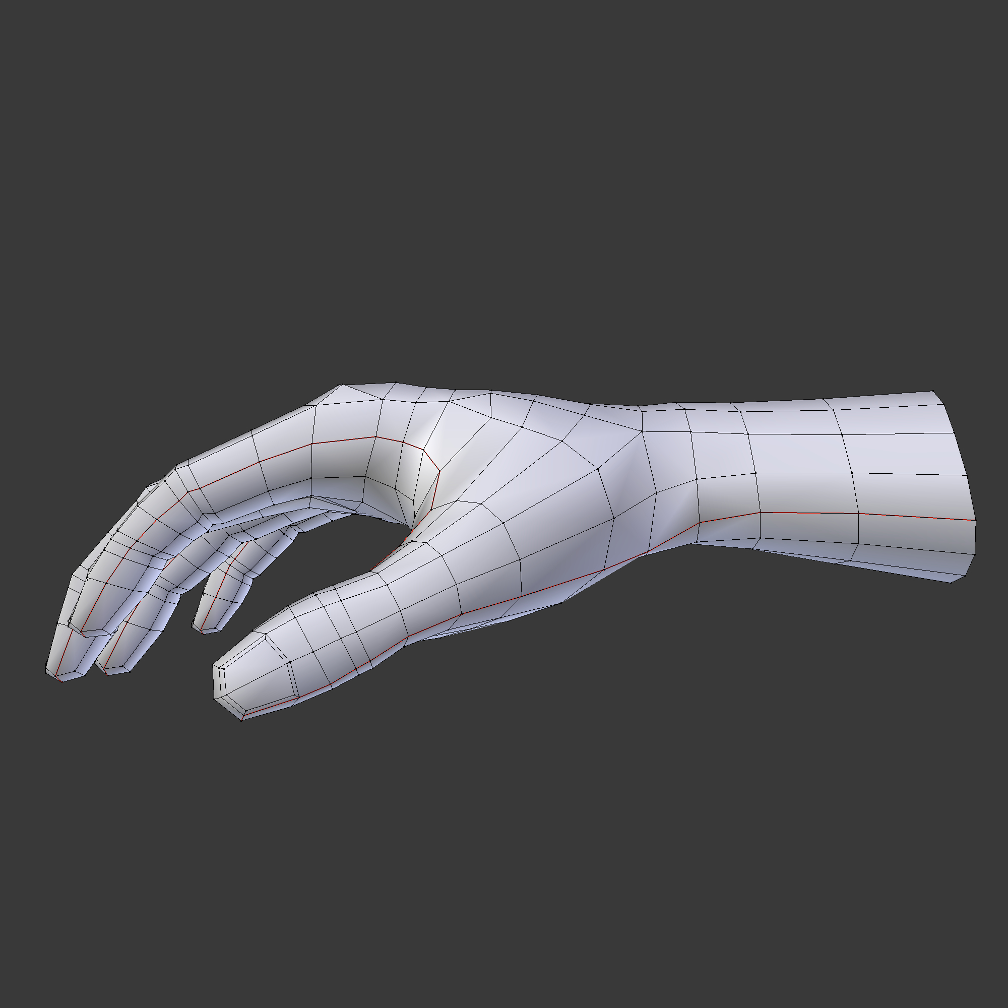 3d hand base mesh low-poly