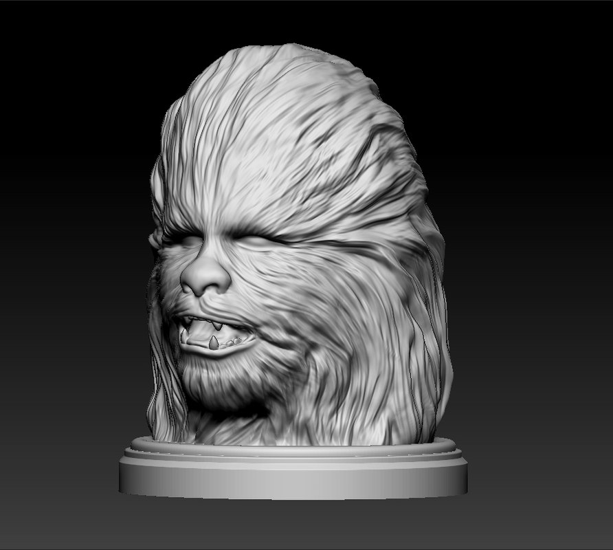 3d model head chewbacca star wars