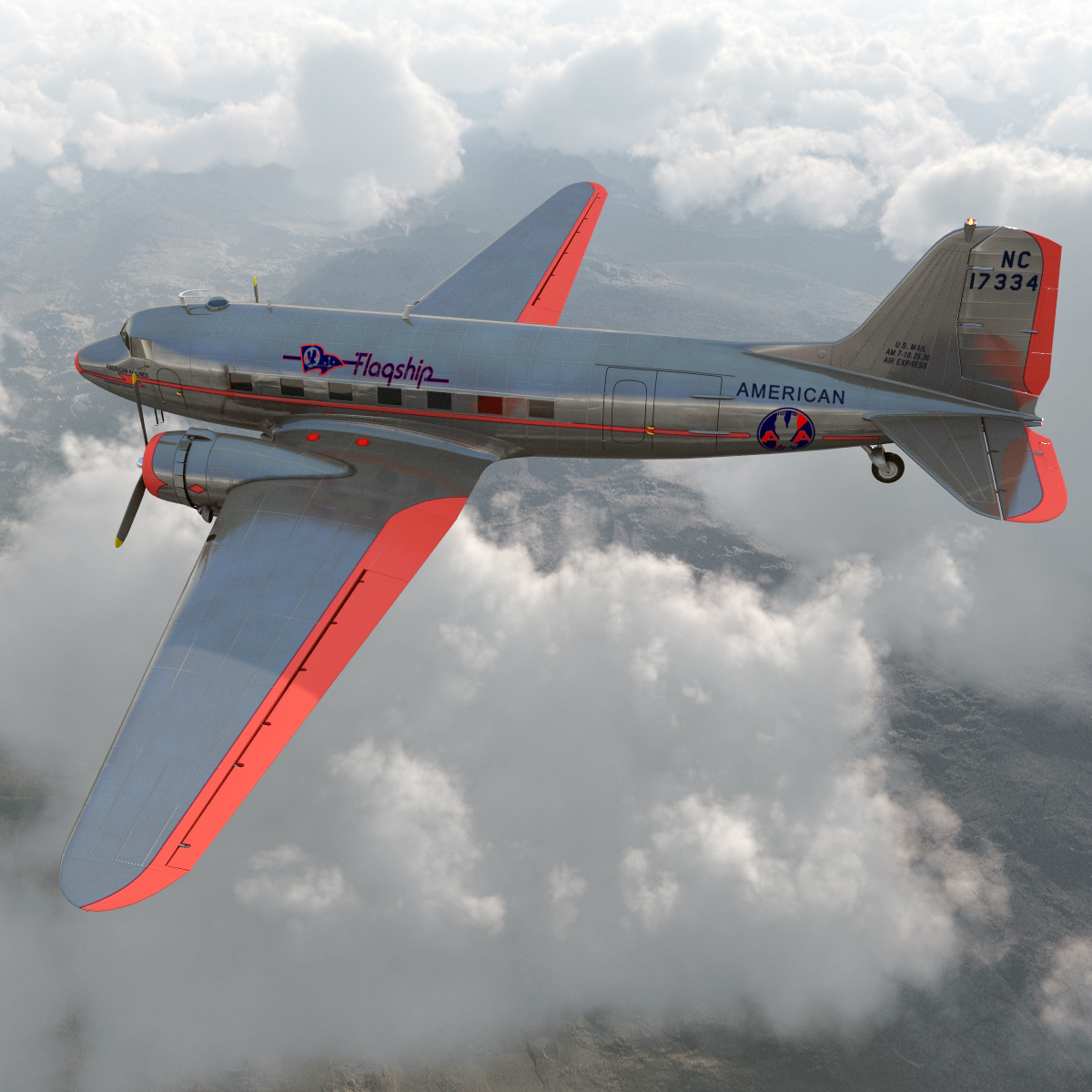 3d douglas dc-3 american airlines