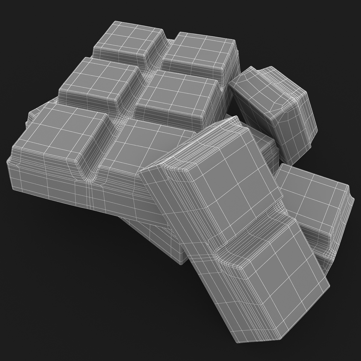 realistic cut chocolate bar 3ds