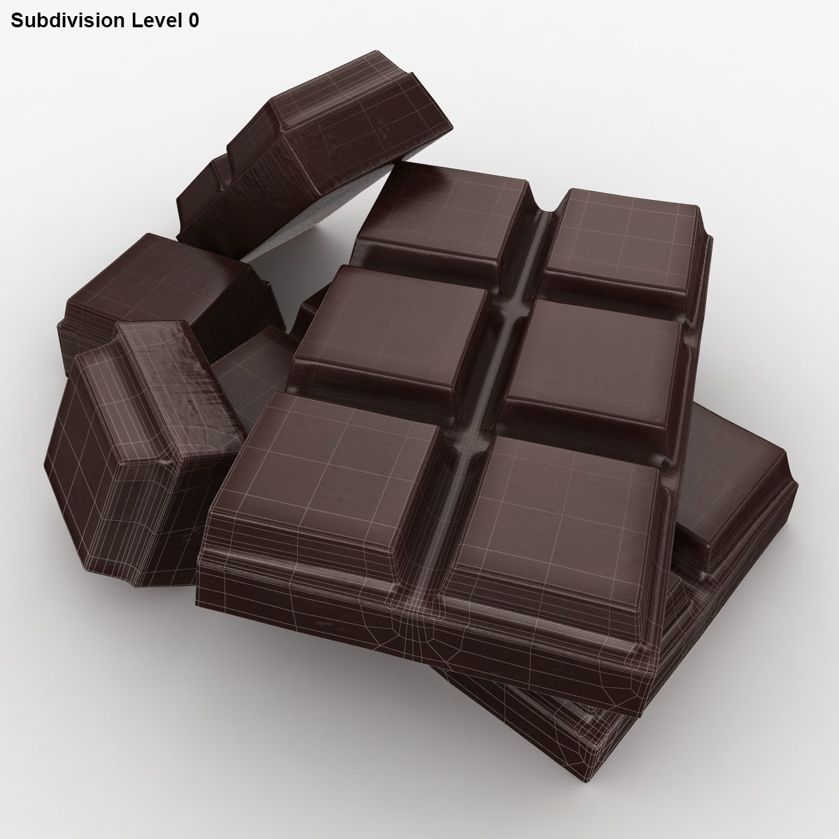 realistic cut chocolate bar 3ds