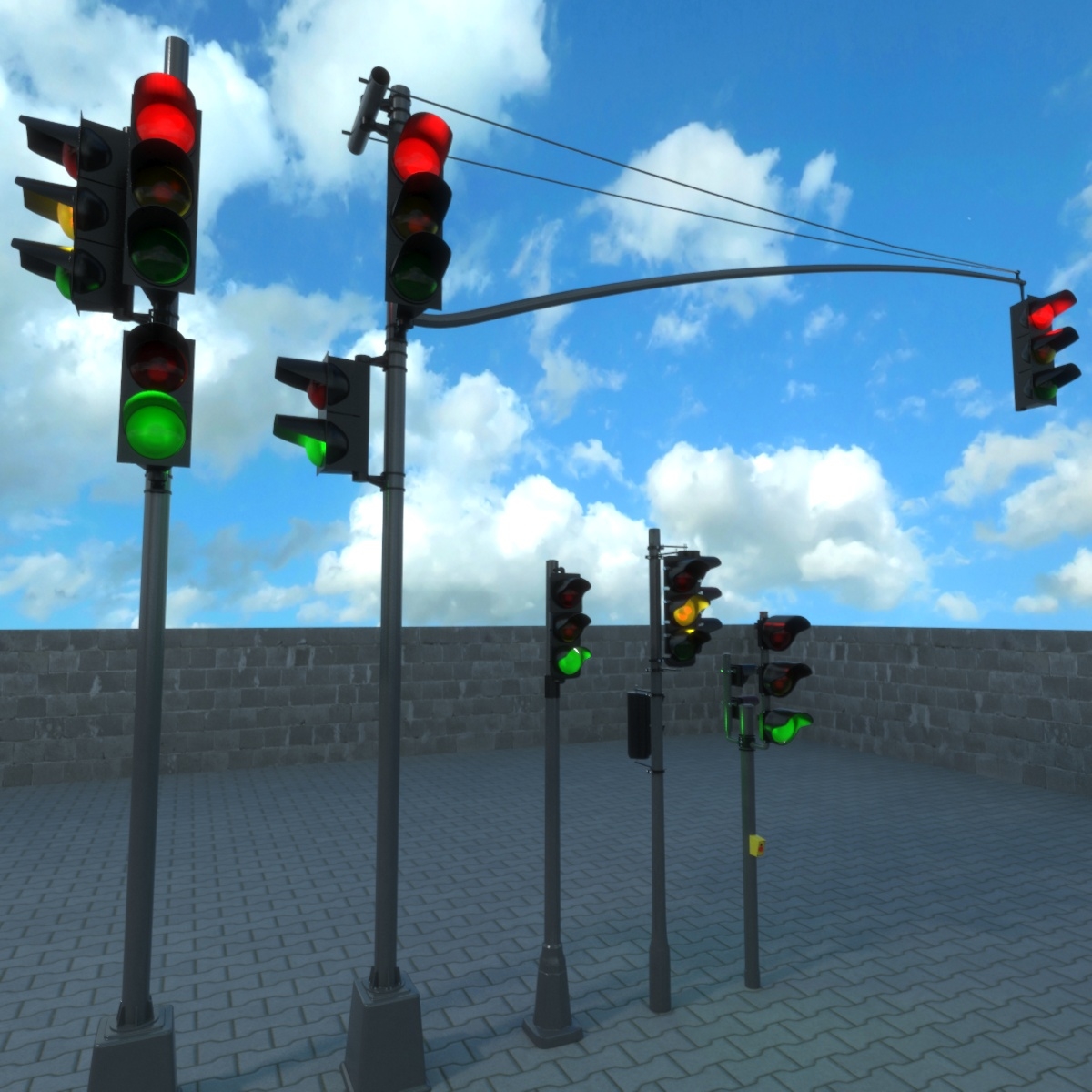 3d realistic traffic lights model