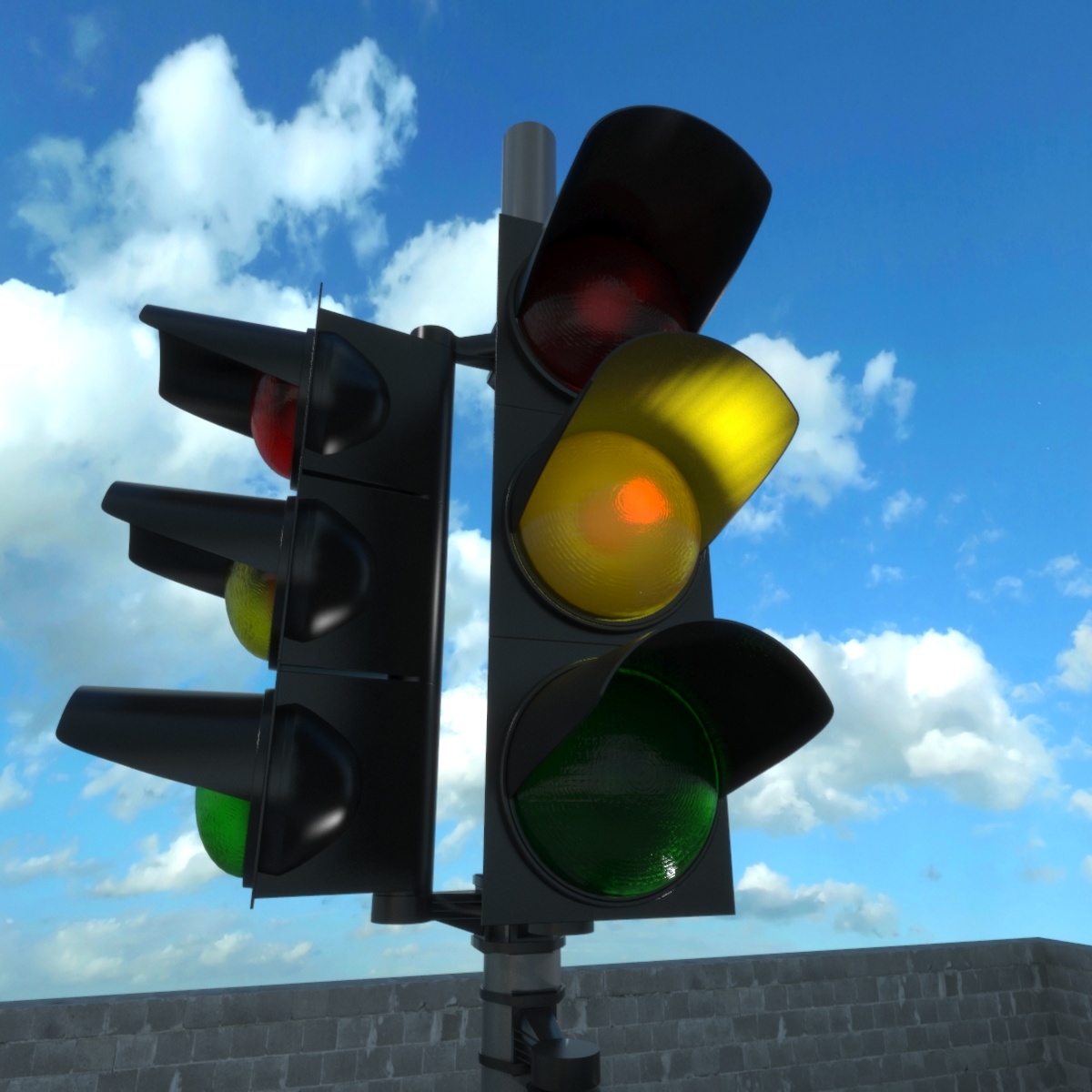 3d realistic traffic lights model