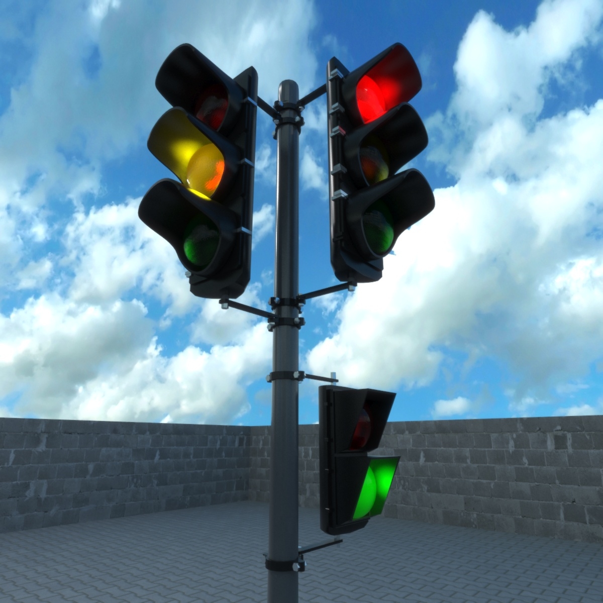 3d realistic traffic lights model