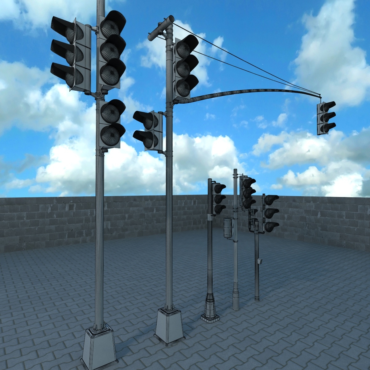 3d realistic traffic lights model