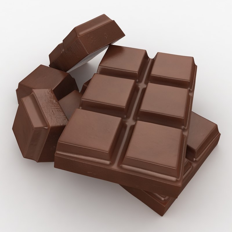 3d realistic cut chocolate bar model