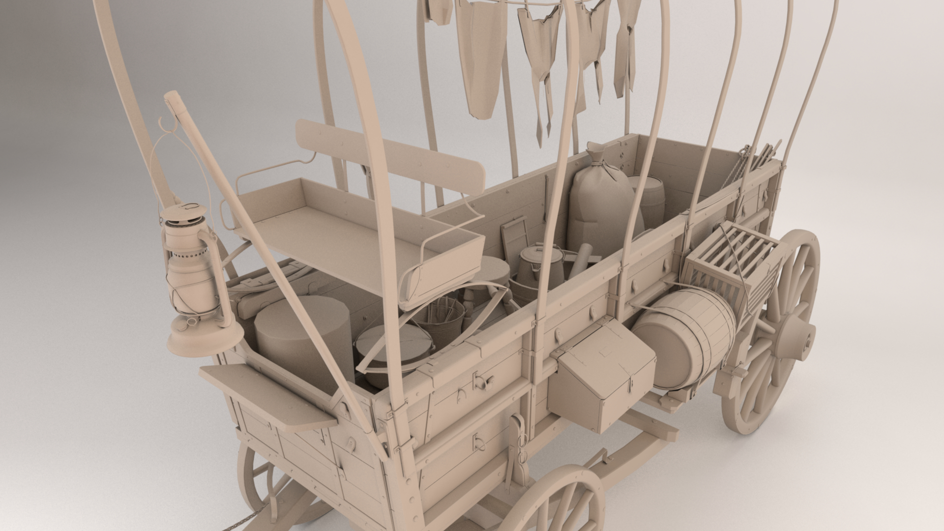 3d model covered wagon