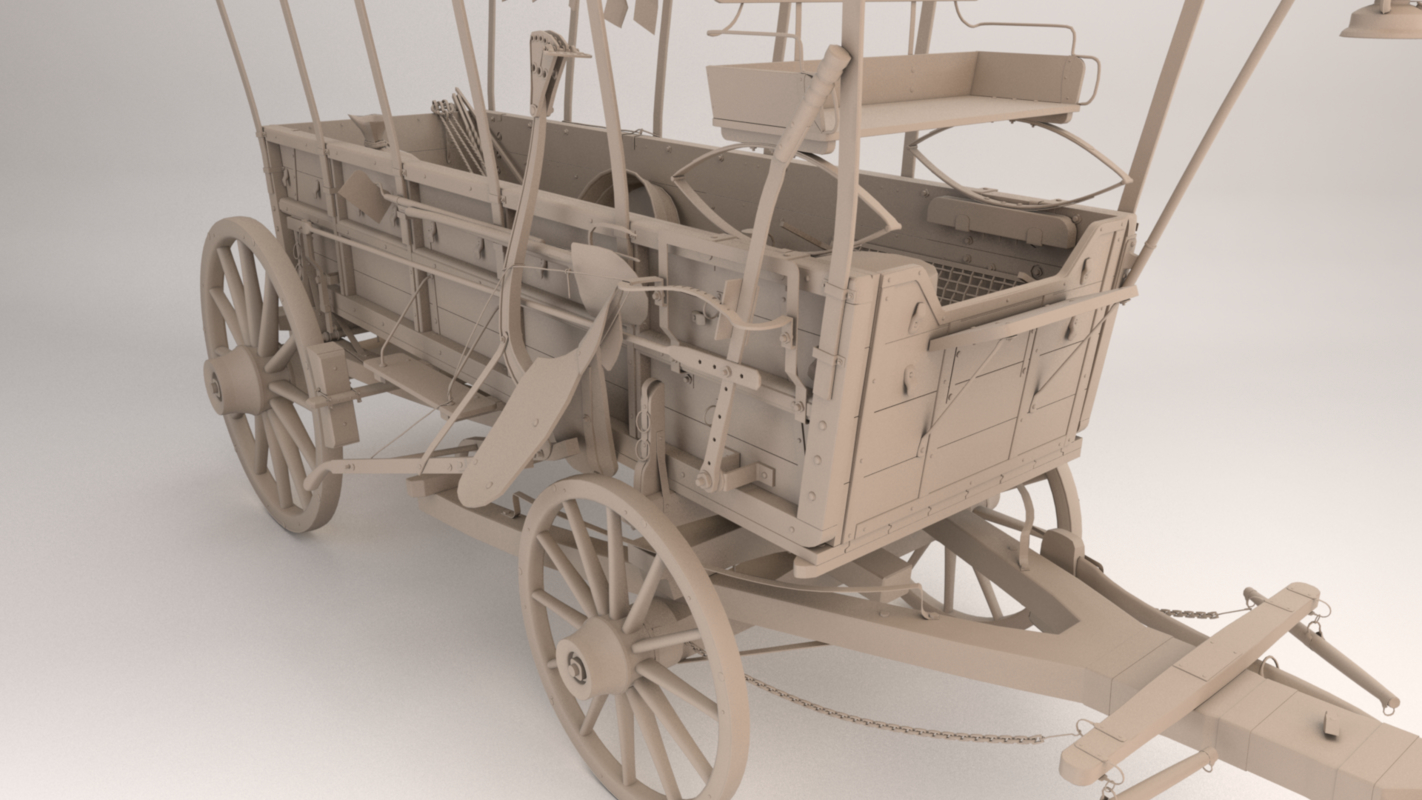 3d model covered wagon