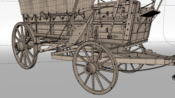 3d model covered wagon
