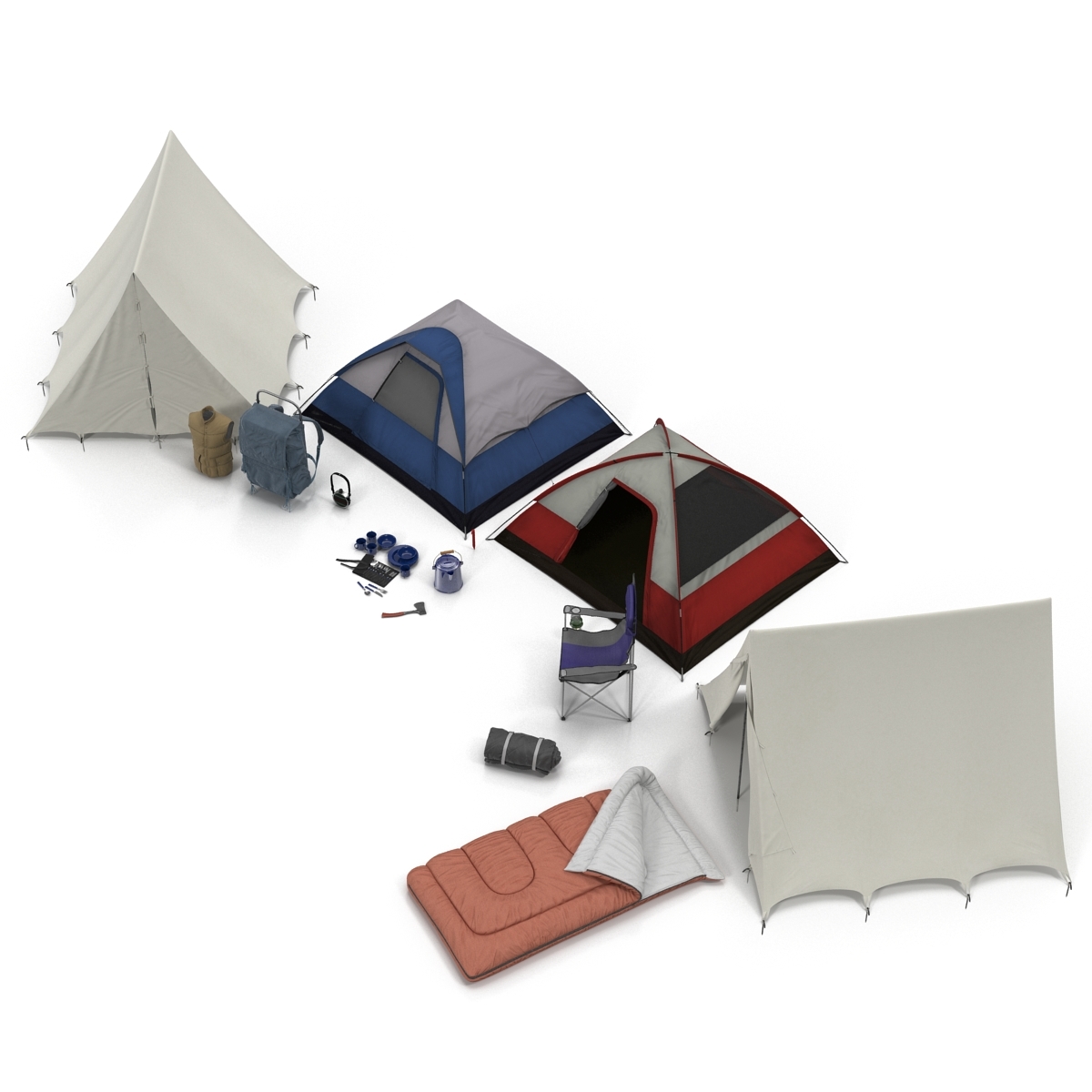 camping equipment modeled bag 3d max