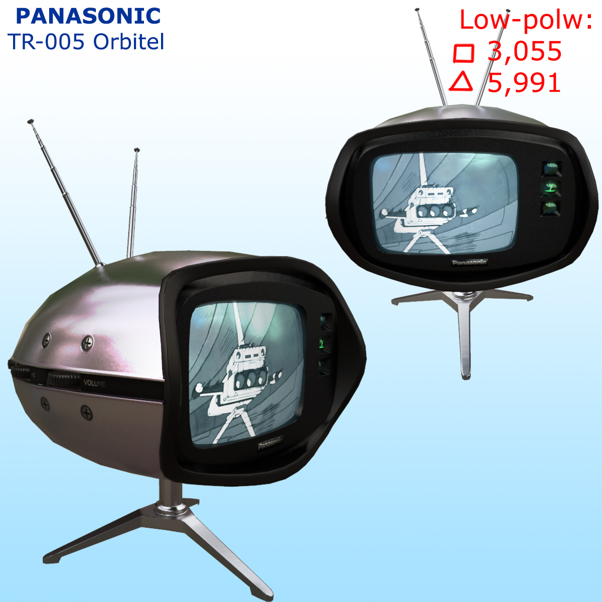 retro tv panasonic tr-005 3d fbx