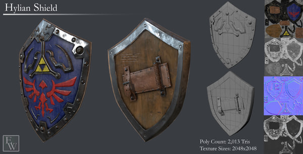 hylian shield pbr 3d model
