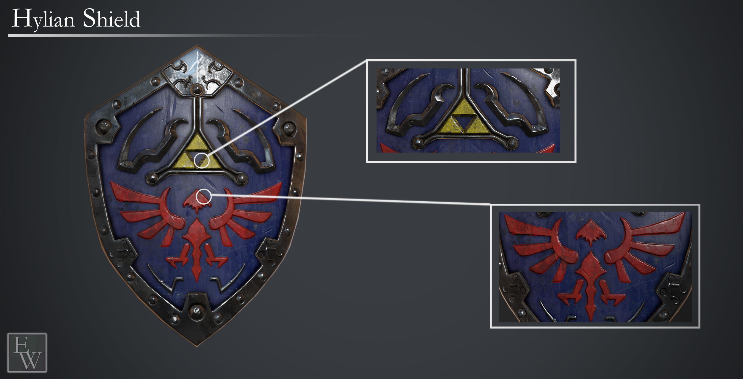 hylian shield pbr 3d model
