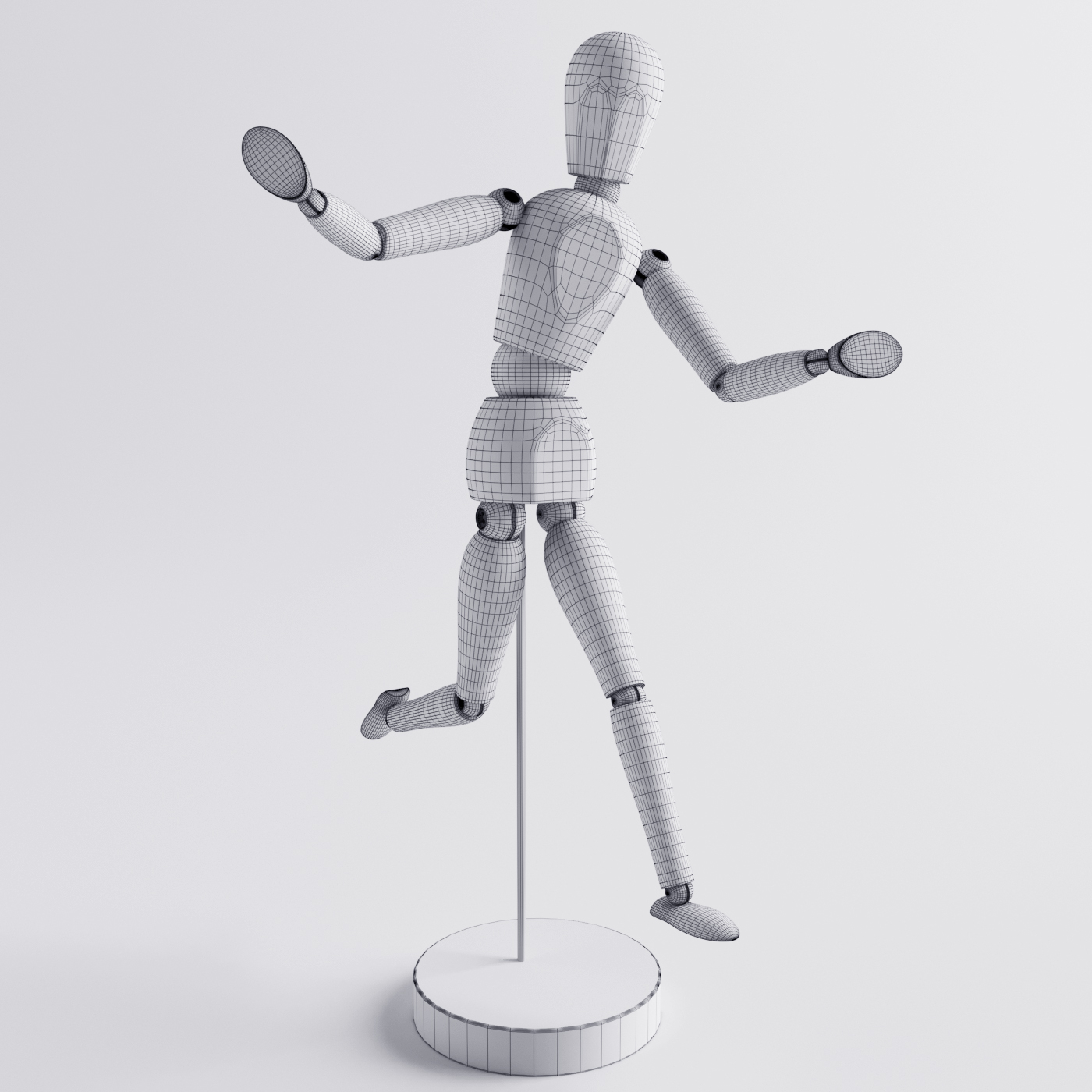 wooden man rigged 3d model