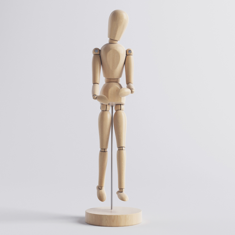 wooden man rigged 3d model