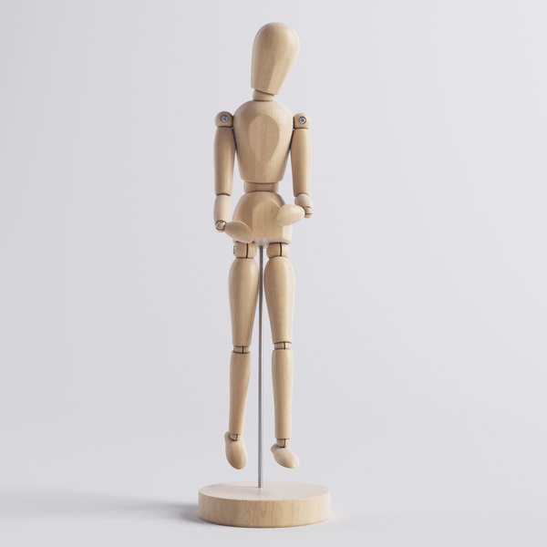 wooden man rigged 3d model