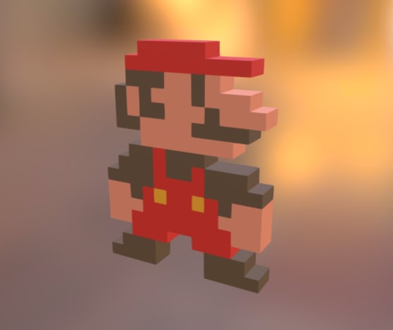 mario voxel retro 3d model
