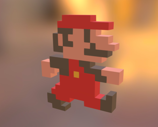 mario voxel retro 3d model