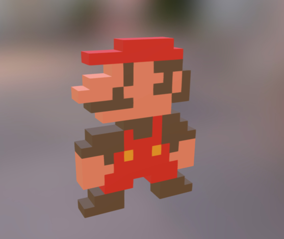 mario voxel retro 3d model