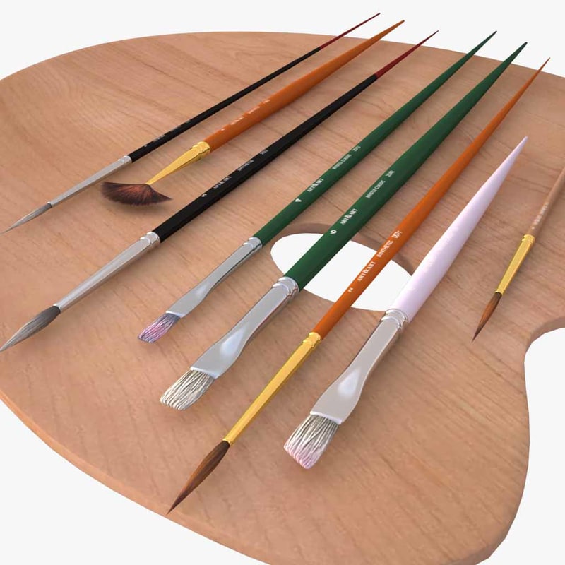 painting brushes 3d model