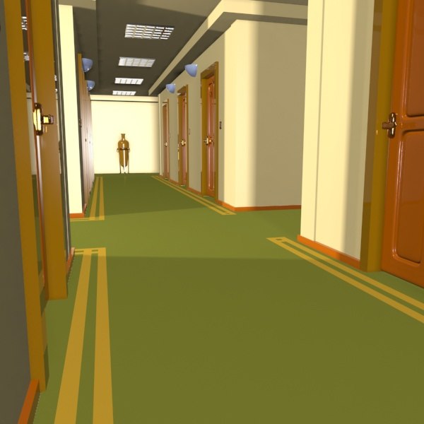 3d cartoon hallway toon
