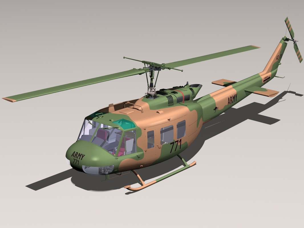 UH-1H和驾驶舱（AU）。3D模型 - TurboSquid 690009