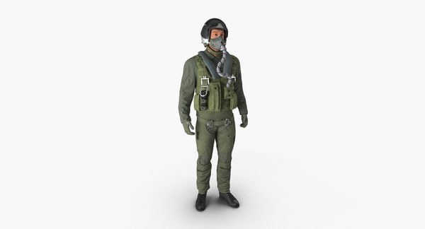 3d military jet fighter pilot model