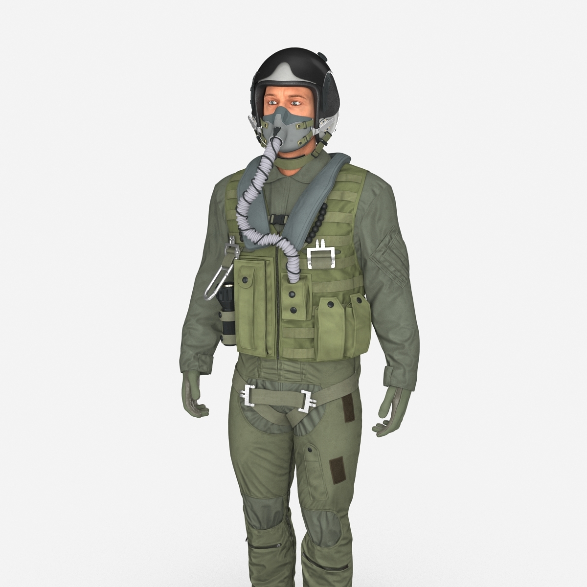 3d military jet fighter pilot model
