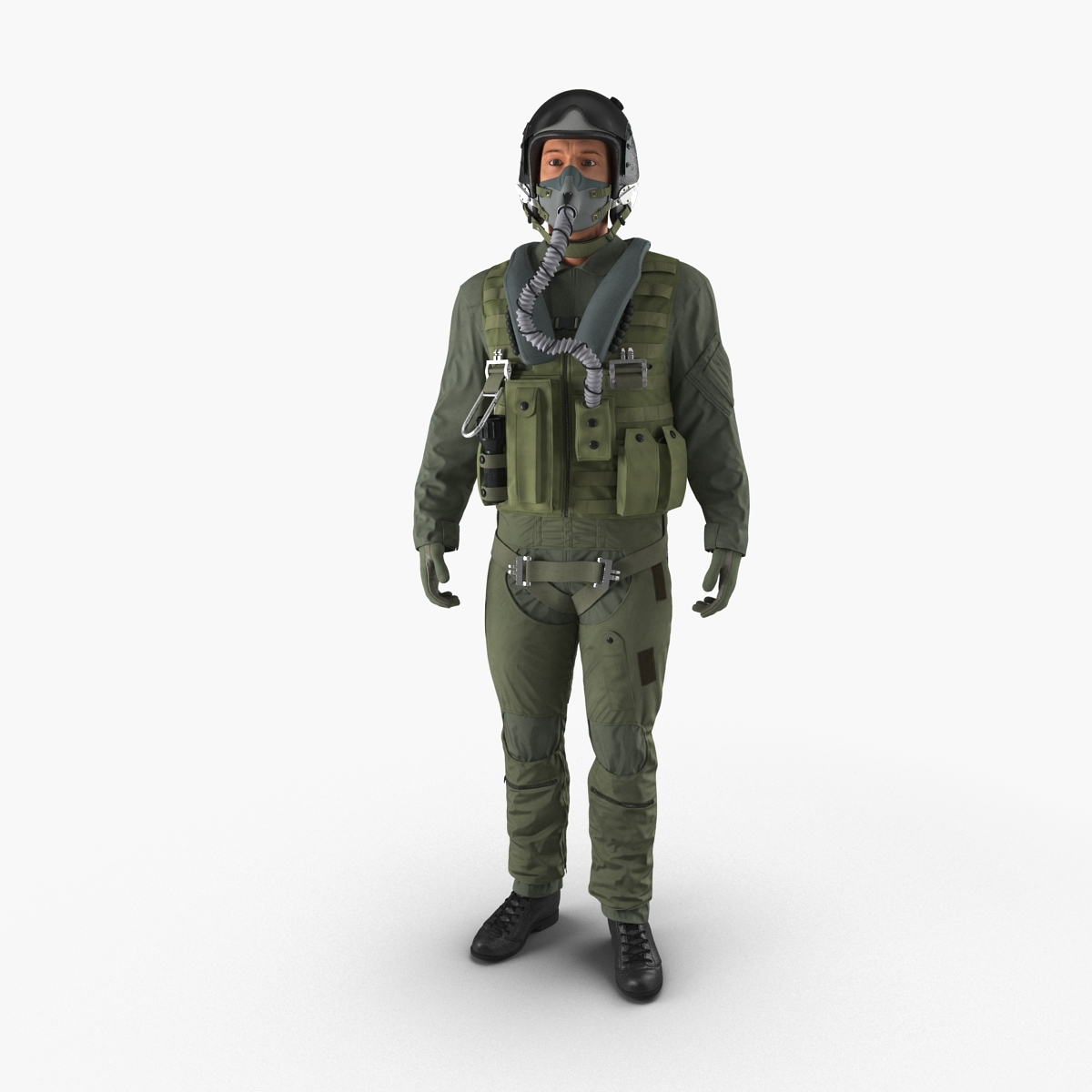 3d military jet fighter pilot model
