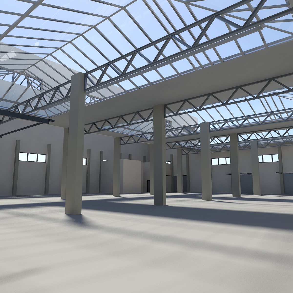 industrial building interior scene obj