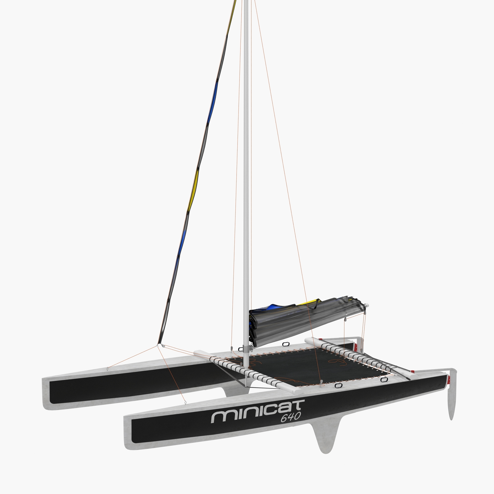 3d 3ds small sail catamaran black