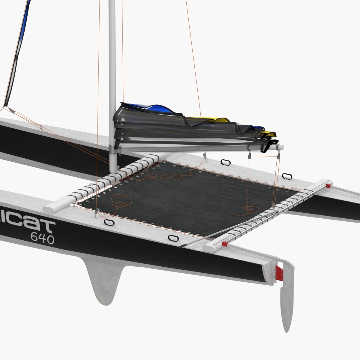 3d 3ds small sail catamaran black