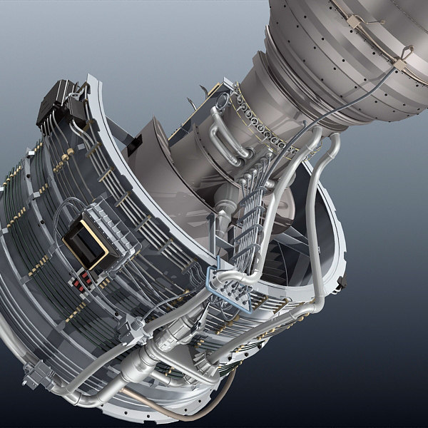 3d jet engine cutaway model