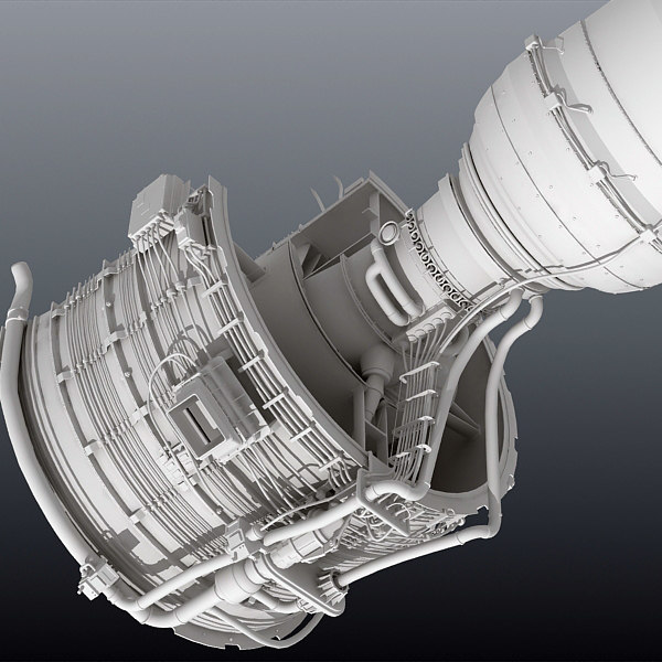 3d jet engine cutaway model