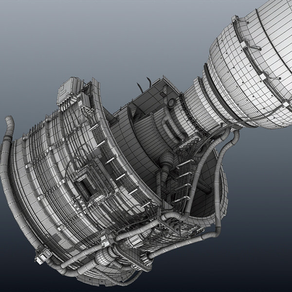 3d jet engine cutaway model